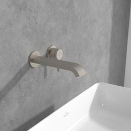 Villeroy & Boch Villeroy und Boch Dawn Fertigmontageset TVZ10600300064 Unterputz-Zweiloch-Waschtischarmatur, ohne Ablaufgarnitur, Wandmontage, brushed nickel black