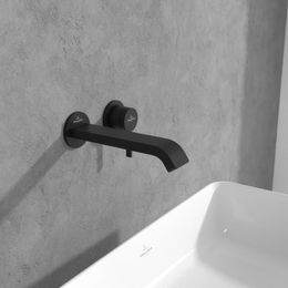 Villeroy & Boch Villeroy und Boch Dawn Fertigmontageset TVZ106003000K5 Unterputz-Zweiloch-Waschtischarmatur, ohne Ablaufgarnitur, Wandmontage, matt black