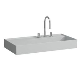 Laufen Kartell Waschtisch 8103397591111, 90x46cm, grau, Ablage links, 1 Hahnloch, Saphirkeramik