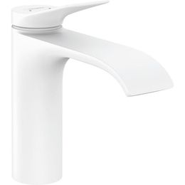 Hansgrohe Vivenis 110 Waschtischarmatur 75020700 mit Zugstangen-Ablaufgarnitur, wei&szlig; matt