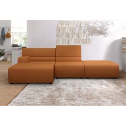 Ecksofa Egoitaliano, B:287cm H:80cm T:98cm, braun, Luxus-Micofaser Lederoptik (100% Polyester) ist ein neues technisches Gewebe mit einem visuellen
