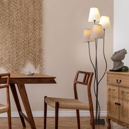 Näve NÄVE Stehlampe "Boho", 4, Ø 15,5cm H: 140cm, 1 Stk., braun, Wohnzimmer, Leuchten, 4flg., E14, Textilschirme 2x beige, 2x braun, inkl. Fußschalter