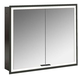 Emco prime Unterputz-Lichtspiegelschrank 949713572 800x730mm, 2-t&uuml;rig, schwarz/spiegel