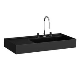 Laufen Kartell Waschtisch H8103397161111 90x46cm, Ablage links, ohne &Uuml;berlauf, 1 Hahnloch, schwarz matt