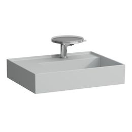 Laufen Kartell Waschtisch 8103357598151, 60x46cm, grau, Ablage links, 2 Hahnl&ouml;cher, Saphirkeramik