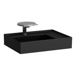 Laufen Kartell Waschtisch H8103347161581 60x46cm, Ablage rechts, ohne &Uuml;berlauf, 3 Hahnl&ouml;cher, schwarz matt