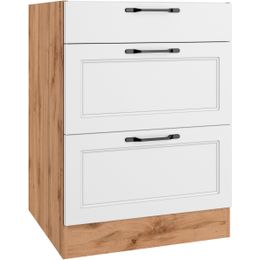 Unterschrank KOCHSTATION, B:60cm H:82cm T:60cm, wei&szlig;, Holzwerkstoff, MDF, K&uuml;che, Schr&auml;nke, "KS-Lana", Breite 60 cm