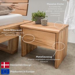 Nachtkonsole Home Affaire, B:50cm H:42cm T:36cm, braun, Massivholz, Sideboards, "Ultima Balkenbett Doppelbett, Füße mit Kufenform", Massivholz,