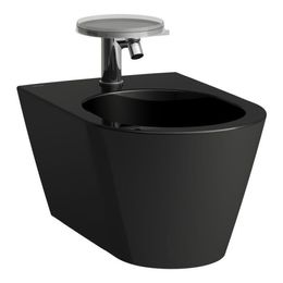Laufen Kartell Wand-Bidet 8303310203021 schwarz 37x54,5cm, 1 Hahnloch, mit Ab- und &Uuml;berlaufventil