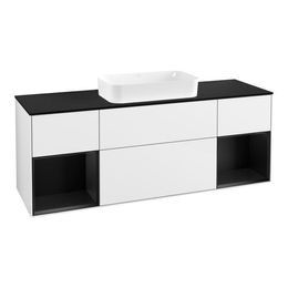 Villeroy & Boch Villeroy und Boch Finion Waschtischunterschrank F332PDGF 160x60,3cm, Abdeckplatte black matt, Regale Black matt lacquer, Glossy white lacquer