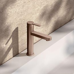 KEUCO IXMO Flat Einhebel-Waschtischmischer 59501293101 Ausladung 124mm, ohne Ablaufgarnitur, Rosette rund, rotgold geb&uuml;rstet