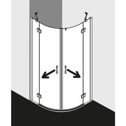 Kermi Liga Viertelkreis-Schwingt&uuml;r bodenfrei mit 2 Festfeldern LIE5509020VPK 90x90x200cm, silber hochglanz KermiCLEAN