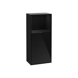 Villeroy & Boch Villeroy und Boch Finion Seitenschrank F500PHPH 41,8x93,6x27cm, links, Regal oben Glossy Black, Glossy Black Lacquer
