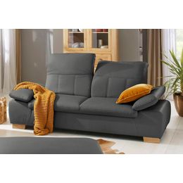 2,5-Sitzer Home Affaire, B:215cm H:77cm T:90cm, grau, Chenille 100% Polyester;Struktur fein ( 100% Polyester);Luxus-Kunstleder;Struktur weich (100%