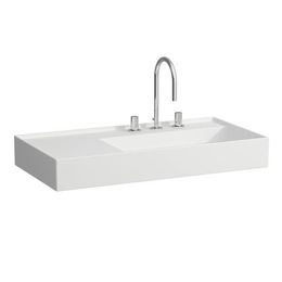 Laufen Kartell Waschtisch 8103397571111, 90x46cm, wei&szlig; matt, Ablage links, 1 Hahnloch, Saphirkeramik
