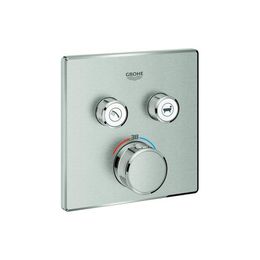Grohe Grohtherm Smartcontrol Fertigmontageset 29124DC0 supersteel, eckig, UP-Thermostat, 2 Absperrventile