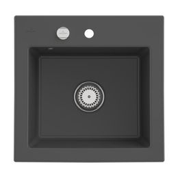 Villeroy & Boch Villeroy und Boch Subway 50 S Einbausp&uuml;le 331502i4 mit Ablaufgarnitur, Excenterbet&auml;tigung, 525 x 510 mm, graphite CeramicPlus