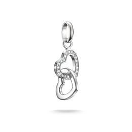 Thomas Sabo Damen Charm-Einhänger "Charm verschlungene Herzen - Connect", silber, Silber 925 (recycelt), Charms, mit Zirkonia (synth.)