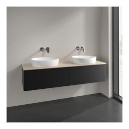 Villeroy & Boch Villeroy und Boch Antao Waschtisch-Unterschrank L39113PD 160x36x50cm, Waschbeckenplattenfarbe botticino, black matt lacquer, Mit Beleuchtung