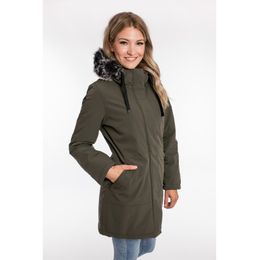 DEPROC Active Damen Parka "DIAMOND PEAK Women", grau, Gr. 38, 94% Polyamid; 6% Elasthan, Jacken, mit abnehmbarem Kunstfellbesatz
