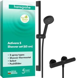 Hansgrohe Activera Select S Brausesystem 28876670 Aufputz, wassersparend, mit Ecostat Fine und Brausestange 65cm, schwarz matt