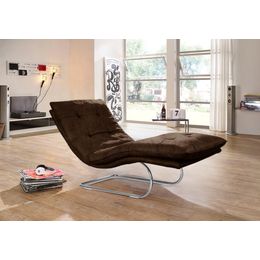 Relaxliege W.Schillig, B:75cm H:91cm T:170cm, braun, Stoff S37 (100% Polyester), Wohnzimmer, Sofas, "daily dreams", in Waffelkissen-Optik, wahlweise