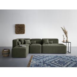 Ecksofa Home Affaire, B:303cm H:76,5cm T:93cm, grün, 100% Polyester, Wohnzimmer, Sofas, "Sundstrup L-Form", Modulserie, individuelle Zusammenstellung