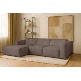 Ecksofa Home Affaire, B:281cm H:71cm T:161cm, braun, 100% PES, Wohnzimmer, Sofas, "Noord mit Kedernaht, Breite 281 cm, L-Form", Cord, Struktur,