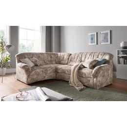 Ecksofa DOMO collection, B:256cm H:91cm T:200cm, braun, Luxus-Microfaser (100% Polyester), mit Muster;Struktur (100% Polyester), Wohnzimmer, Sofas,