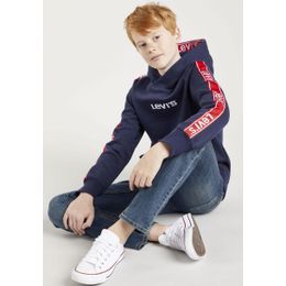 LEVI'S KIDS Jungen Kapuzensweatshirt "LOGO TAPING PULLOVER HOODIE", blau, Gr. 4, bedruckt, Sweatware, Obermaterial: 60% Baumwolle, 40% Polyester,