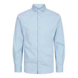 Jack & Jones Jungen Langarmhemd "JJEAXEL elastisch und einfach kombinierbar", blau, Gr. 128, JACK & JONES JUNIOR, unifarben, Web, Obermaterial: 97% Baumwolle, 3%