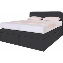 Boxspringbett, B:145cm L:212cm, schwarz, Westfalia Schlafkomfort, Box und Kopfteil: Microvelours (100% Polyester) oder Kunstleder (Polyurethan);Bezug