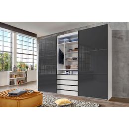 Schwebet&uuml;renschrank wimex, B:300cm H:236cm T:65cm, wei&szlig;, Schr&auml;nke, "Magic by fresh to go", tolles EXTRA: mit drehbarem TV-Element, Fronten aus Glas