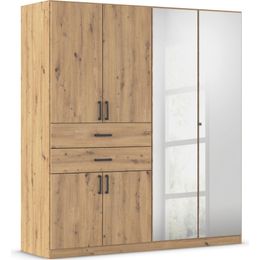 Dreht&uuml;renschrank Rauch, B:181cm H:197cm T:54cm, braun, Holzwerkstoff, Schr&auml;nke, "Maika", mit Spiegel, 2 Schubladen, in verschiedenen Breiten, H&ouml;hen