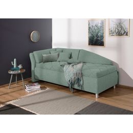 Schlafsofa Alina, B:223cm H:80cm T:102cm, gr&uuml;n, Struktur TMD (100% Polyester), Jugendzimmer, Sofas, "Lindsay", Bettkasten, Zierkissen-Set aus: 2 Stk.