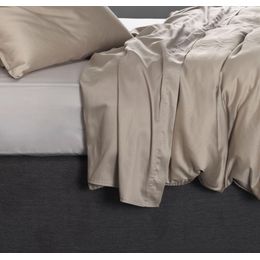 Bettlaken ZO HOME, B:160cm L:290cm, beige, Mako-Satin, Obermaterial: 100% Baumwolle, Bettlaken, "Satinado", Laken aus 100% Baumwolle, hochwertiges