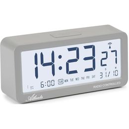 Atlanta Funkwecker "1879-4", grau, Wecker, Digitalwecker, Schlafzimmer, Wohnzimmer, B&uuml;ro, Wochentag, Datum