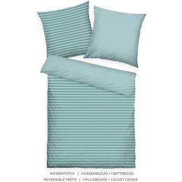 Bettwäsche Tom Tailor HOME "MEDIUM STRIPES in Gr. 135x200cm, 155x220cm oder 200x220cm", fresh sage, smokey sage, B/L: 155cm x 220cm, 1 Stk., 1 Stk., Renforcé, B/L: 80cm x 80cm, 2 Stk., Renforcé, Obermaterial: 100% Baumwolle, Bettwäsche, new bedroom, mit farbigem Markenreißverschluss