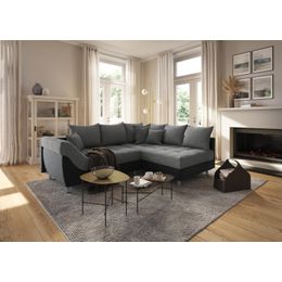 Ecksofa Collection AB, B:247cm H:87cm T:189cm, schwarz, Microfaser PRIMABELLE (100% Polyester), Struktur (90% Polyester, 10% Polyacryl), Samtvelours
