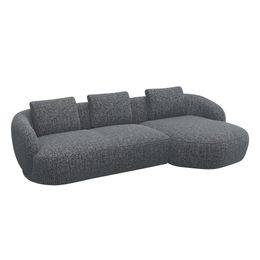 Wohnlandschaft FLEXLUX, B:276cm H:85cm T:146cm, grau, Sofas, "Torino, rund, L-Form, Sofa-Ecke mit Recamiere, Longchair-Sofa", Modernes, organisches
