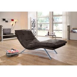 Relaxliege W.Schillig, B:75cm H:91cm T:170cm, braun, Stoff S37 (100% Polyester), Wohnzimmer, Sofas, "daily dreams", in Waffelkissen-Optik, wahlweise