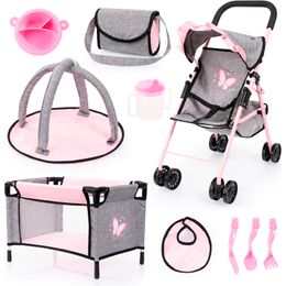 BAYER Jungen Puppenbuggy "Set mit Reisebett", rosa, B:43cm H:52cm T:26,5cm, Puppenwagen