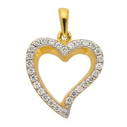 Adelia´s ADELIA ́S Damen Kettenanhänger "Damen Gold Schmuck 333 Gold Anhänger Herz mit Zirkonia", Gold, gold, Gold, Schmuckanhänger, mit Zirkonia Goldschmuck