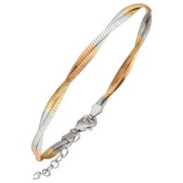 Jobo Damen Armband, 23cm, Silber 925 (Sterlingsilber), gold, Silber 925 (Sterlingsilber), Armb&auml;nder, 925 Silber tricolor dreifarbig vergoldet