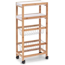 zeller PRESENT K&uuml;chenwagen "Bamboo", B/H/T: 40cm x 83cm x 22cm, wei&szlig;, Rollwagen, mit vier Ablagem&ouml;glichkeiten