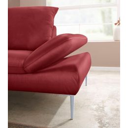 Ecksofa W.Schillig, B:294cm H:87cm T:185cm, rot, Chenille-Flachgewebe R66 (85% Polyester, 15% Nylon);Longlife Xtra-Leder Z59: Glattleder mit
