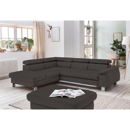 Ecksofa COTTA, B:249cm H:72cm, braun, Microfaser PRIMABELLE (100% Polyester);Kunstleder SOFTLUX;Feinstruktur (100% Polyester);Kunstleder