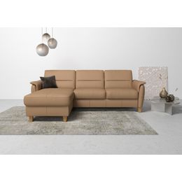 Ecksofa Home Affaire, B:244cm H:89cm T:163cm, braun, Luxus-Microfaser (100% Polyester);Struktur (100% Polyester);Luxus-Microfaser in Lederoptik (100%