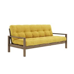 Schlafsofa Karup Design, B:205cm H:79cm T:95cm, gelb, Matratzenmaterialzusammensetzung: Futonmatratze mit Knopfheftung, H&ouml;he 14 cm, aus recyceleten