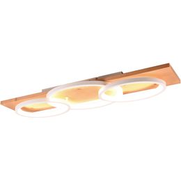 Trio LEUCHTEN LED Deckenleuchte "BARCA, dimmbare Deckenlampe aus Holz & Metall mit indirektem Licht", 1, H: 10cm, 1 Stk., weiß, Wohnzimmer, Leuchten,